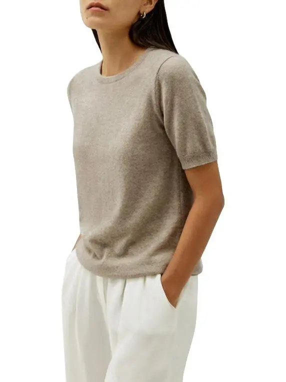 Lilysilk Baby Cashmere Crew Neck Knit Top - Camel