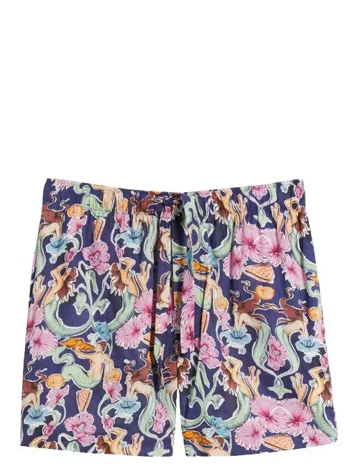 THE LAZY POET Ben Calypso Pajama Shorts - Blue