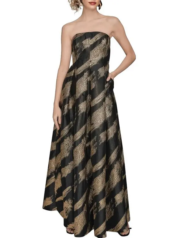 Donna Karan New York Strapless Fit & Flare Gown - Black/gold