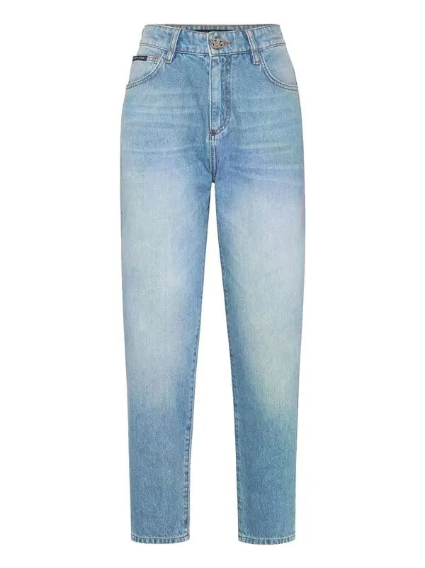 Philipp Plein Logo-appliqué Jeans - Blue
