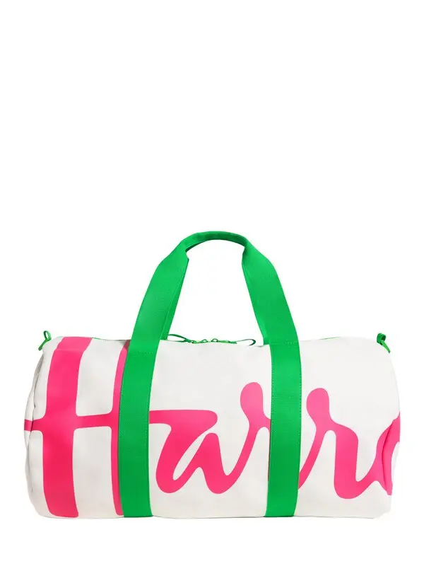 Harrods Cotton Logo Barrel Bag - Ivory
