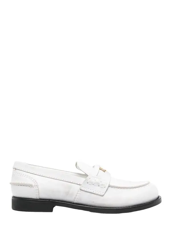 Miu Miu Logo-plaque Leather Loafers - White
