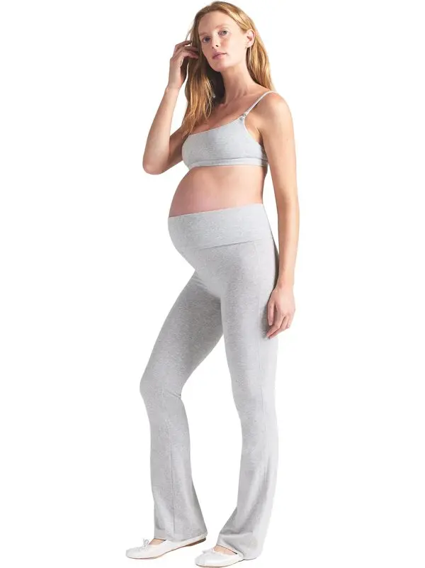 SKIMS Cotton Jersey Maternity Foldover Pant - Light Heather Grey