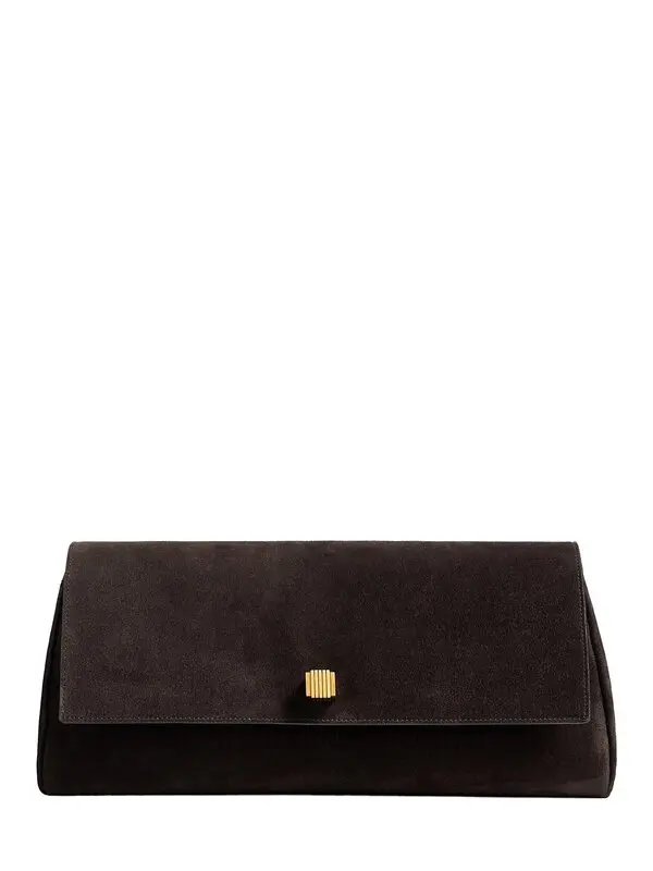 Khaite Audrey Suede Clutch - Dark Brown
