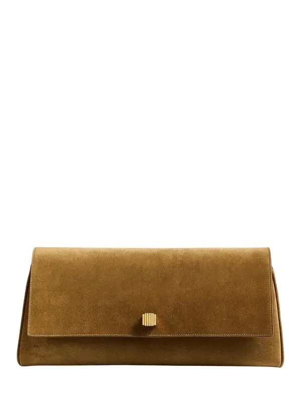 Khaite Audrey Suede Clutch - Mud