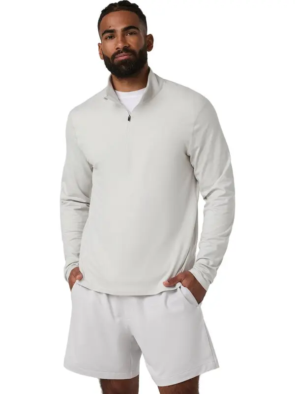 Vuori Ponto Half Zip Mock Neck Jacket - Salt Heather