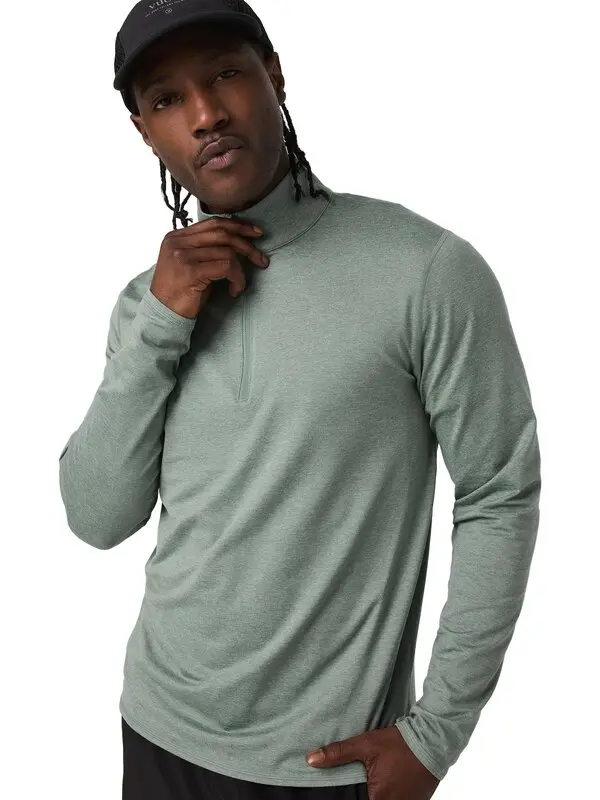 Vuori Ponto Half Zip Mock Neck - Thyme Heather