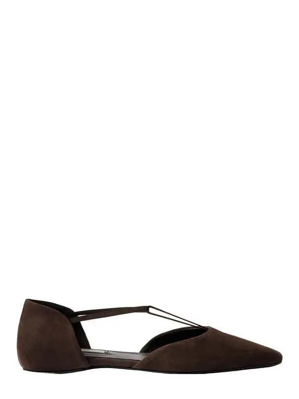 TOTEME T-strap Suede Flats - Brown