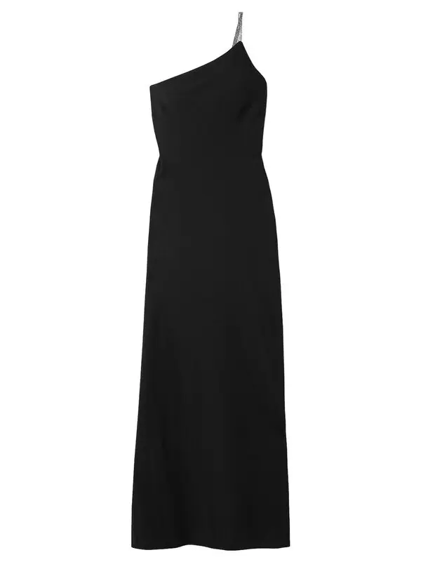 Staud Elodie One-shoulder Crepe Gown - Black