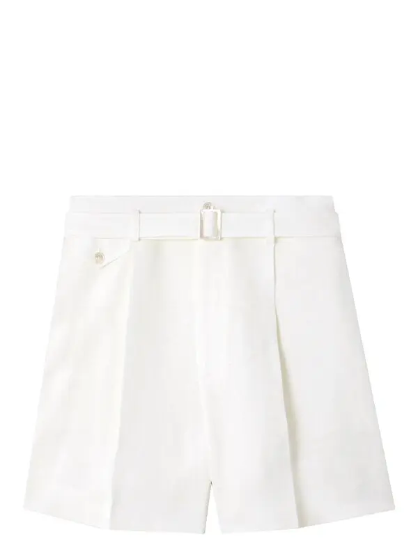 Ralph Lauren Denise Pleated Linen Shorts - White