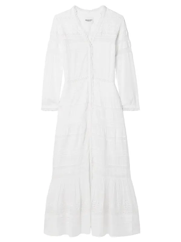MARANT ETOILE Daniva Lace-trimmed Broderie Anglaise Maxi Dress - White