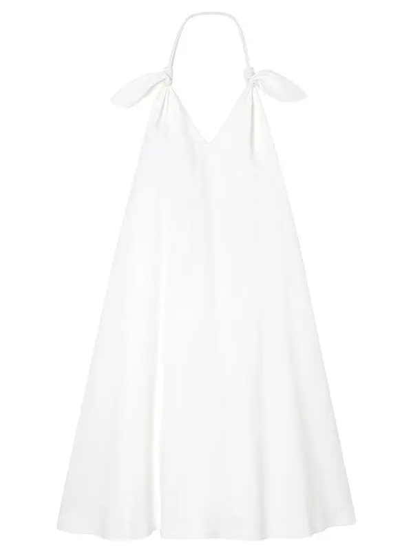 Loewe Flamenco Knotted Leather-trimmed Voile Mini Dress - White