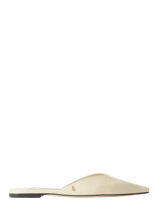 JIMMY CHOO Vivi Lizard-effect Leather Mules - Off-white