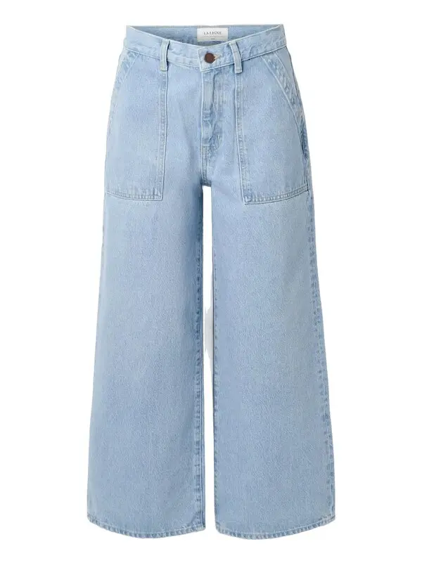 LA LIGNE Izzie Cropped High-rise Wide-leg Jeans - Blue