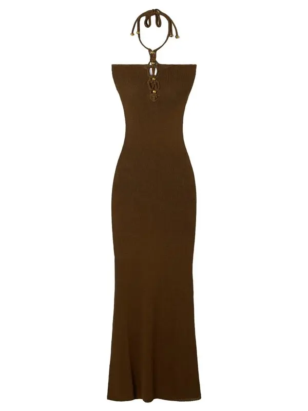 Isabel Marant Eileen Embellished Knitted Maxi Dress - Brown