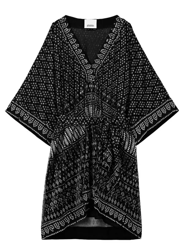 Isabel Marant Nawel Embellished Printed Mini Dress - Black