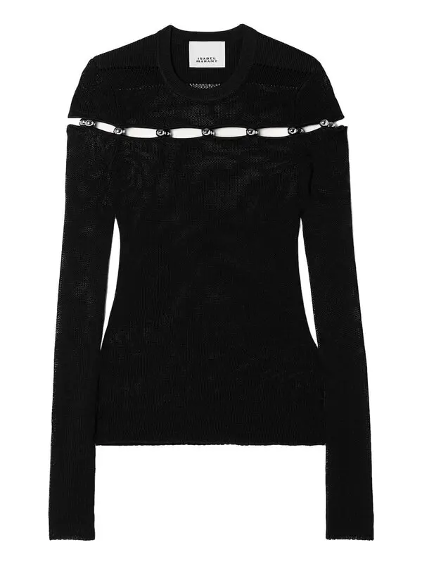 MARANT ETOILE Isabel Marant Elsie Embellished Knitted Sweater - Black