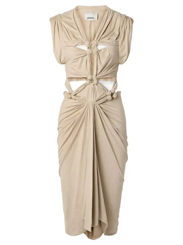 Isabel Marant Sirena Knotted Cutout Midi Dress - Neutrals