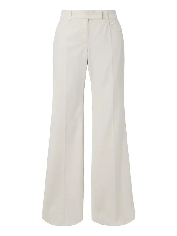 Brunello Cucinelli Cotton-blend Twill Flared Trousers - Cream