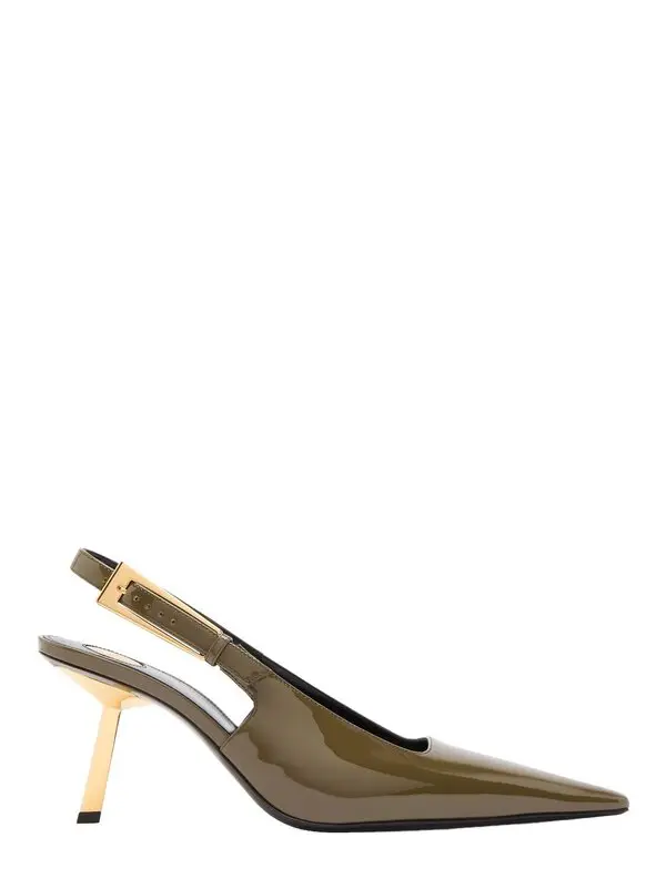 Saint Laurent Lee 75 Patent Leather Slingback Pumps - Dark Green