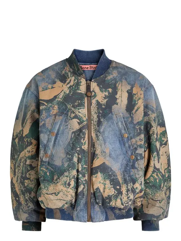Acne Studios Printed Padded Denim Bomber Jacket - Brown