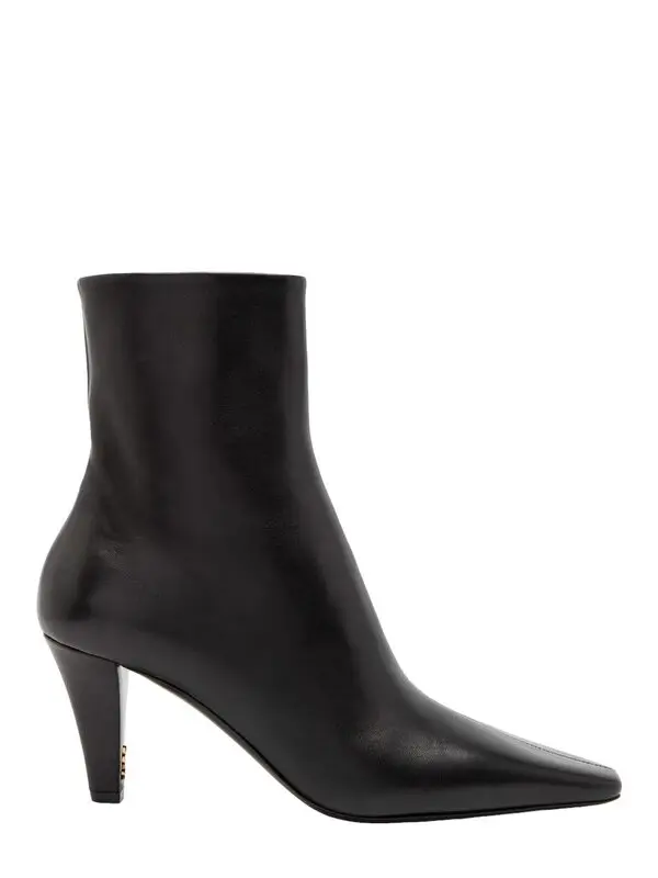 Saint Laurent Jill 75 Leather Ankle Boots - Black