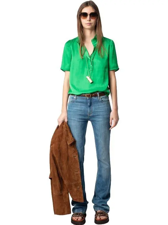 Zadig&Voltaire Topher Satin Top - Green