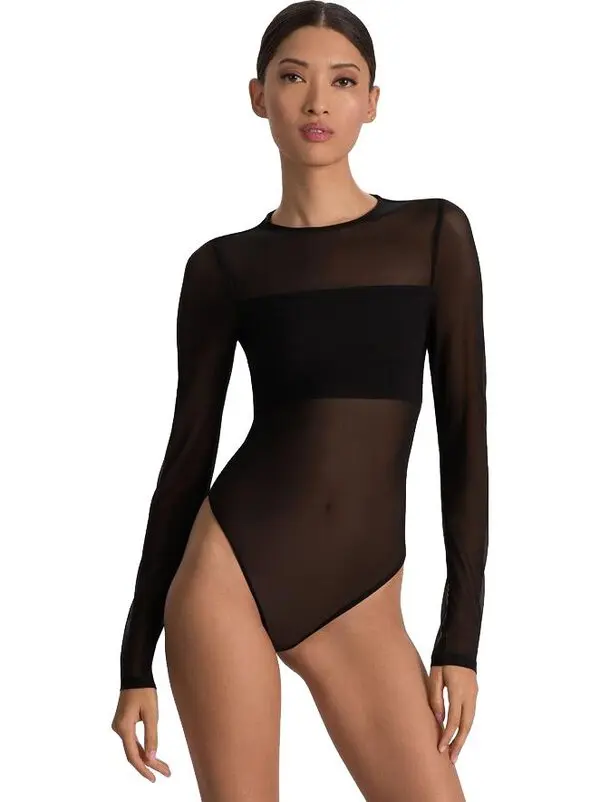 Alice + Olivia Bandeau Long Sleeve Bodysuit - Black