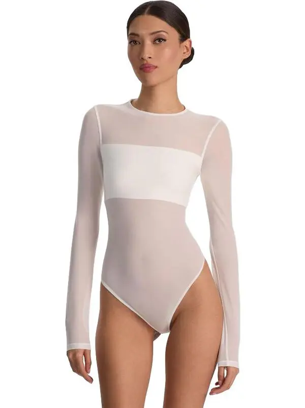 Alice + Olivia Bandeau Long Sleeve Bodysuit - White