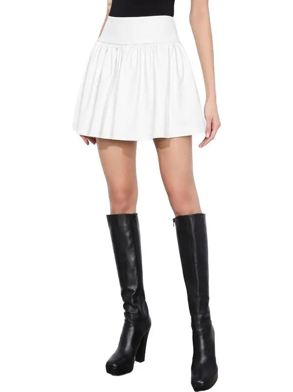 Alice + Olivia Ella Vegan Leather Mini Skirt - White