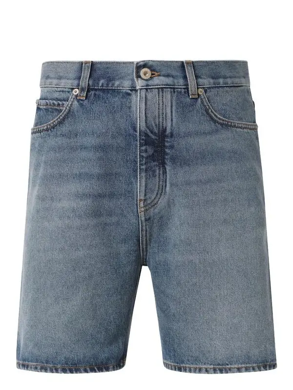 Loewe Leather-trimmed Denim Shorts - Blue