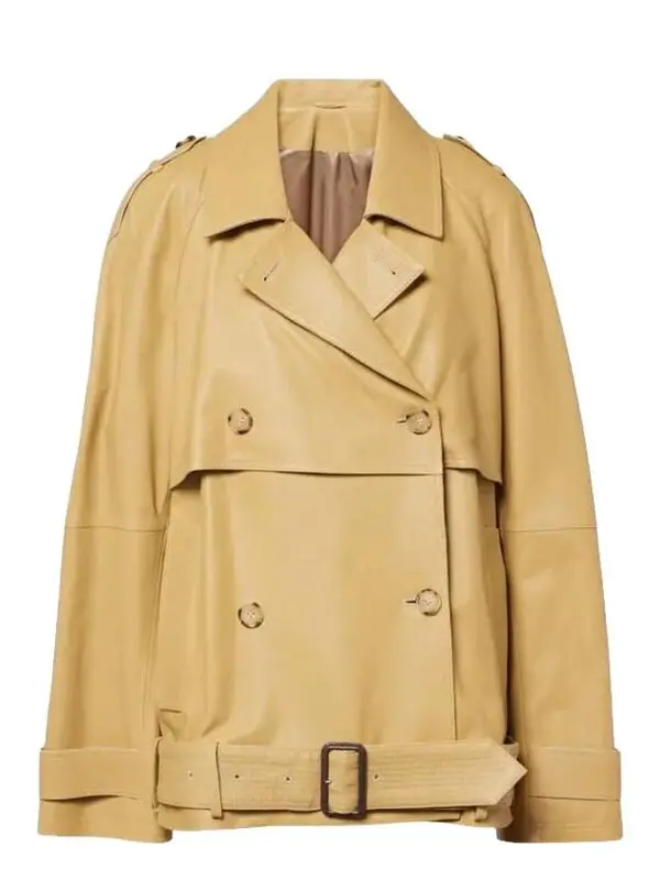 TOTEME Oversized Leather Jacket - Beige