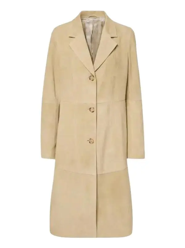 TOTEME Leather Double-breasted Coat - Beige