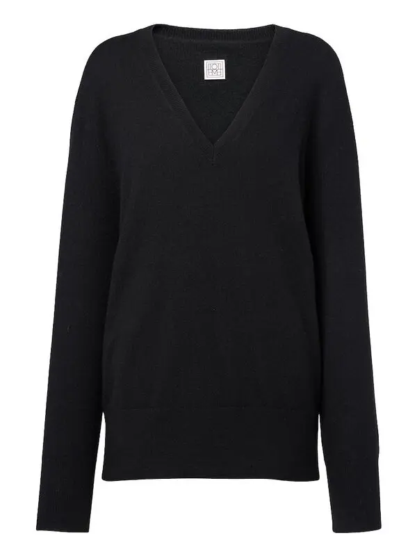 TOTEME Cashmere V-neck Sweater - Black