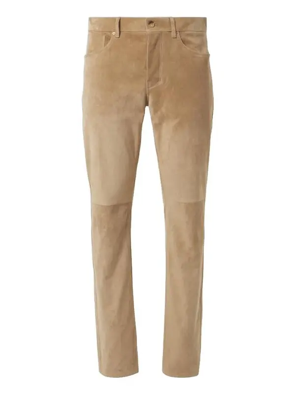 Gabriela Hearst Anthony Straight Leg Suede Trousers - Beige