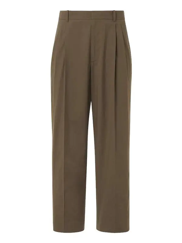 THE ROW Silas Cotton Poplin Straight Pants - Green