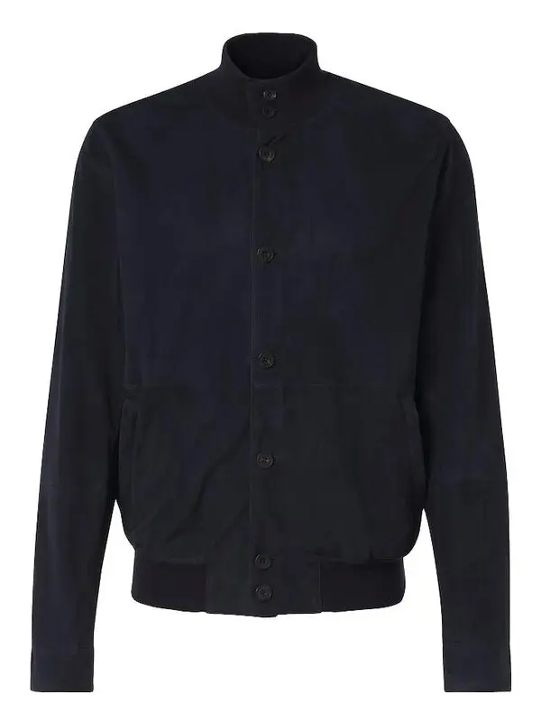Rubinacci Suede Bomber Jacket - Blue
