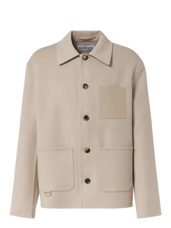 Loewe Leather-trimmed Wool-cashmere Jacket - Beige