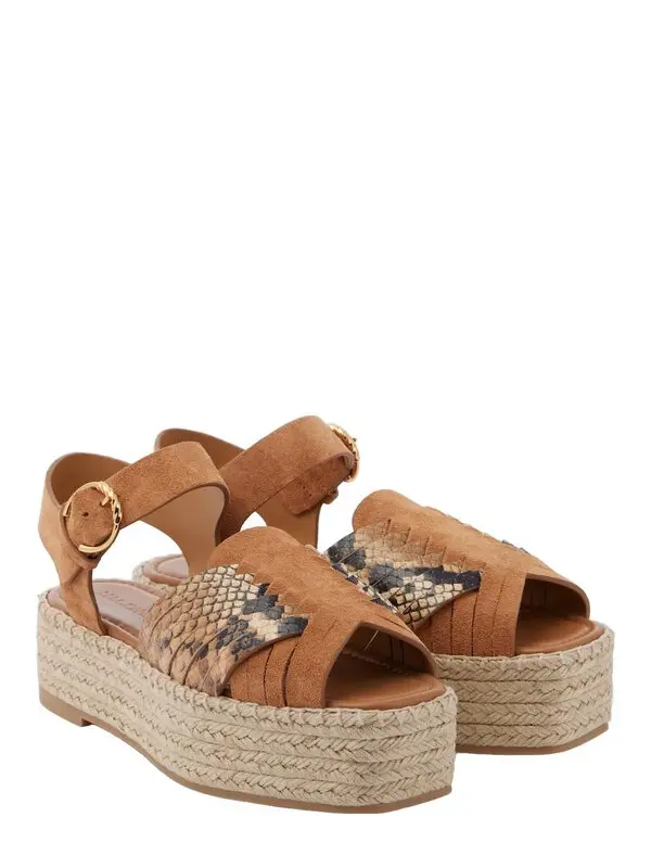 Ulla Johnson Elsa Snake-effect Leather Espadrilles - Beige