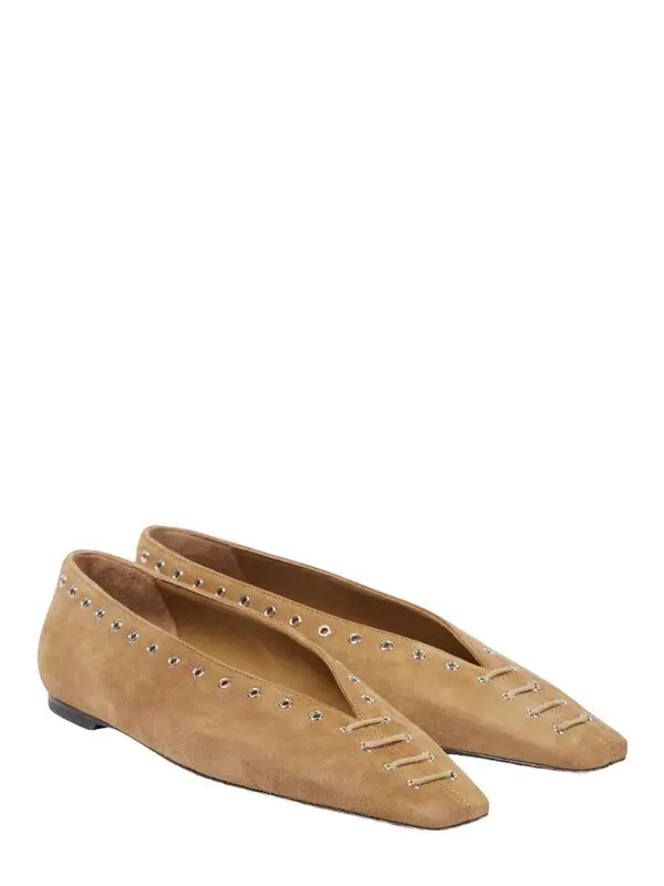TOTEME Suede Ballet Flats - Beige