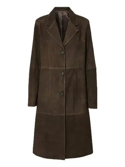 TOTEME Suede Double-breasted Coat - Brown
