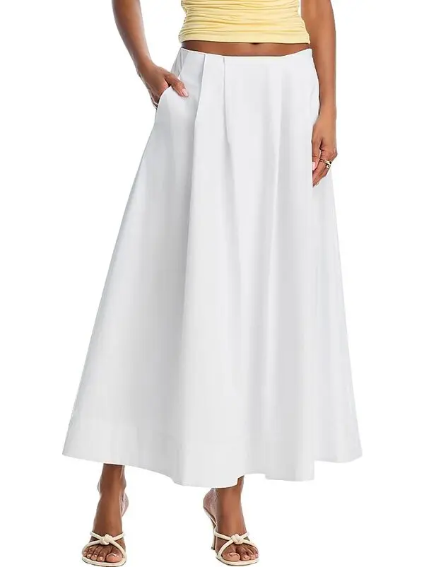 LUCY PARIS Poplin Midi Skirt - White