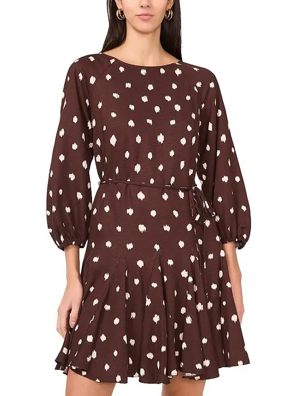 1.State Scratchy Dot Mini Dress - Mahogany