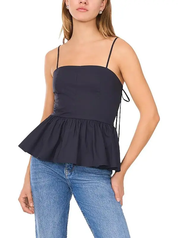 1.State Tie Strap Peplum Top - Indigo Night