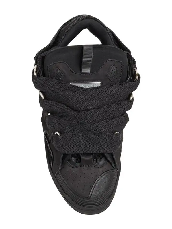 LANVIN Curb Leather Low-top Sneakers - Black/black