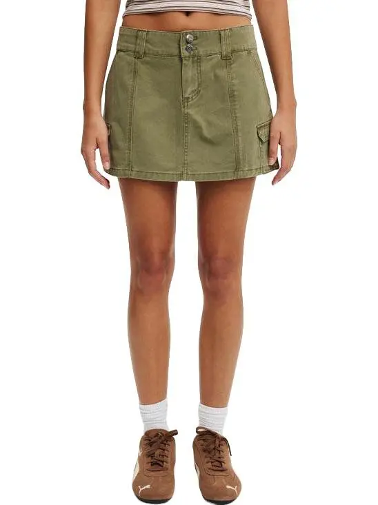 COTTON ON Benny Cargo Mini Skirt - Washed Cactus Green