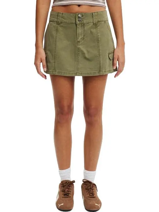 COTTON ON Benny Cargo Mini Skirt - Washed Cactus Green