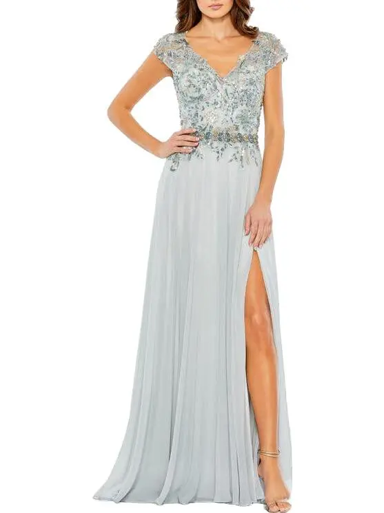 Mac Duggal Embellished Bodice Chiffon Gown - Seamist