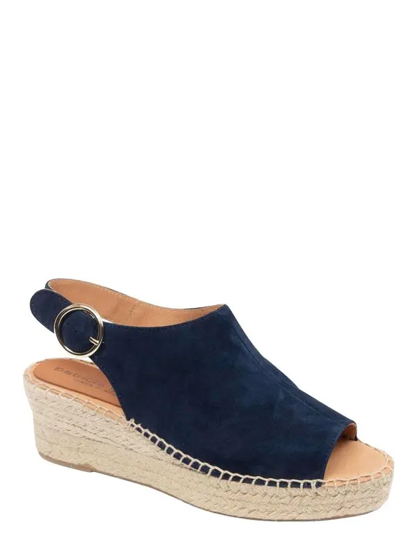 PATRICIA GREEN Stella Slingback Espadrille Wedge Sandal - Navy Suede