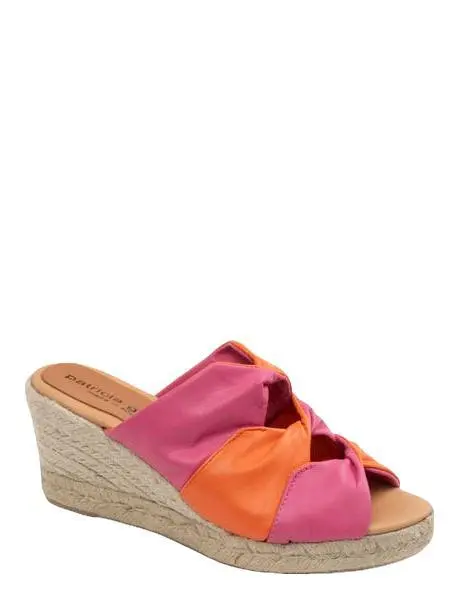PATRICIA GREEN Ginger Espadrille Wedge Slides - Pink/ Orange